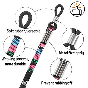 【10 Pieces】Glasses Strap Eyeglasses Holder, Eye Glasses String Strap, Anti-Slip Sunglasses Strap Chain with Hooks, Folk Style Glasses Lanyard Necklace Stylish Eyewear Retainer for Men Women (10pcs)