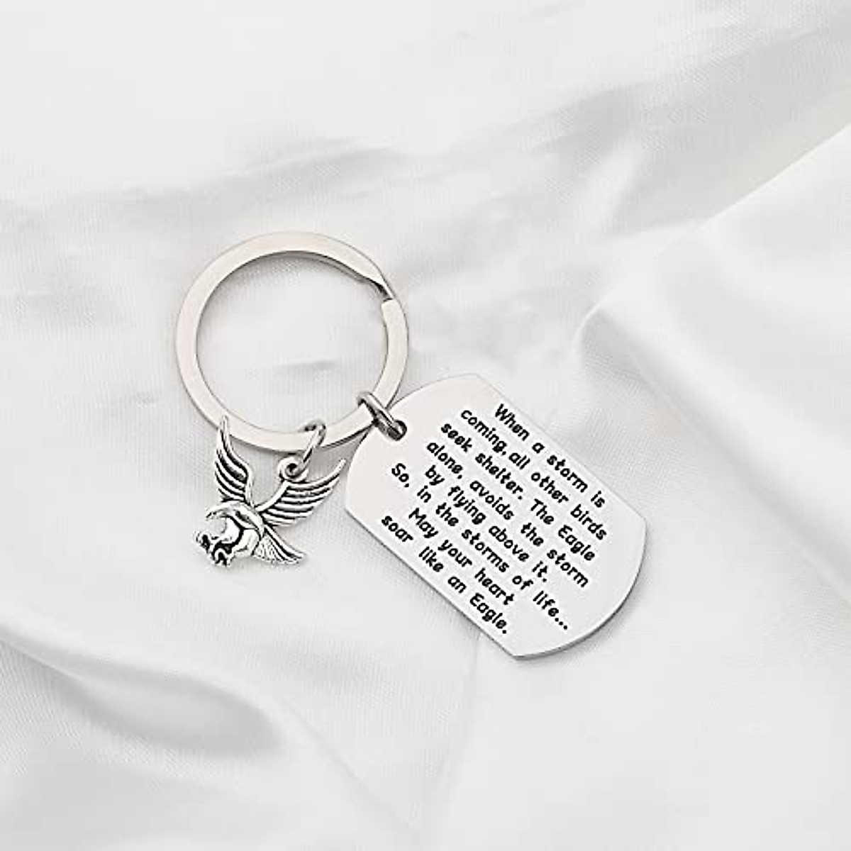 FUSTMW Eagle Gift for Scouts Keychain Scouts Leader Gift Court of Honor Gift (silver)