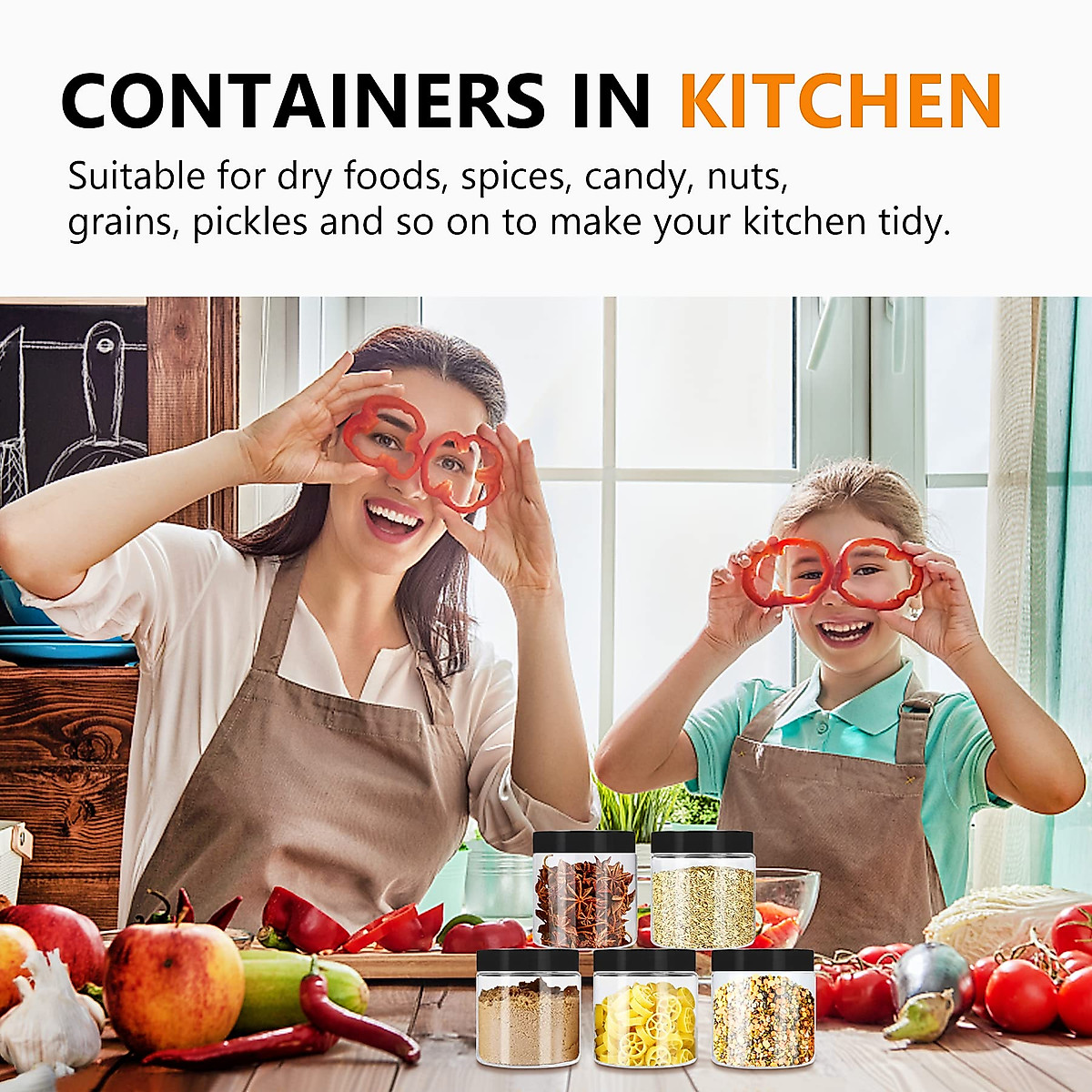 6OZ Plastic Jars with Black Lids 40Pcs Empty Plastic Pot Jars Round Refillable Clear Slime Containers Jars Airtight Plastic Storage Jars for Travel Storage Home Kitchen Food Slime Making