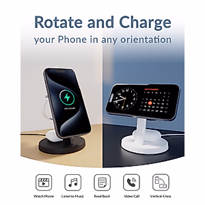 3 in 1 Wireless Charger for MagSafe, Wireless Charging Station, Compatible with iPhone 15/14/13/12, Apple Watch, AirPods Pro/3/2 (Cable and Adapter Included) Black