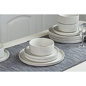 Famiware Plates and Bowls Set, 12 Pieces Dinnerware Sets, Dishes Set for 4, White