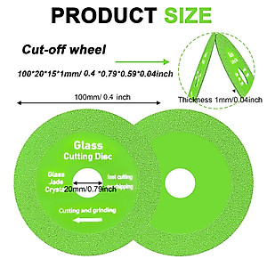 Glass Cutting Disc Pack of 5, Ultra-Thin Diamond Cutting Disc Saw Blade Suitable for 4 Inch Angle Grinder, Diamond Cut Off Wheels for Glass Ceramic Diamond Marble Jade Crystal Cutting Sand Wheel