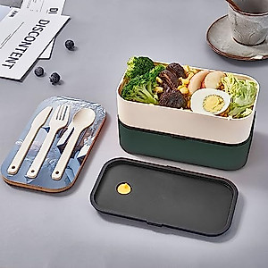 Winter Landscape Adult Lunch Box, Bento Box, With Cutlery Set Of 3, 2 Compartments, Rectangular, Lunch Box For Adults