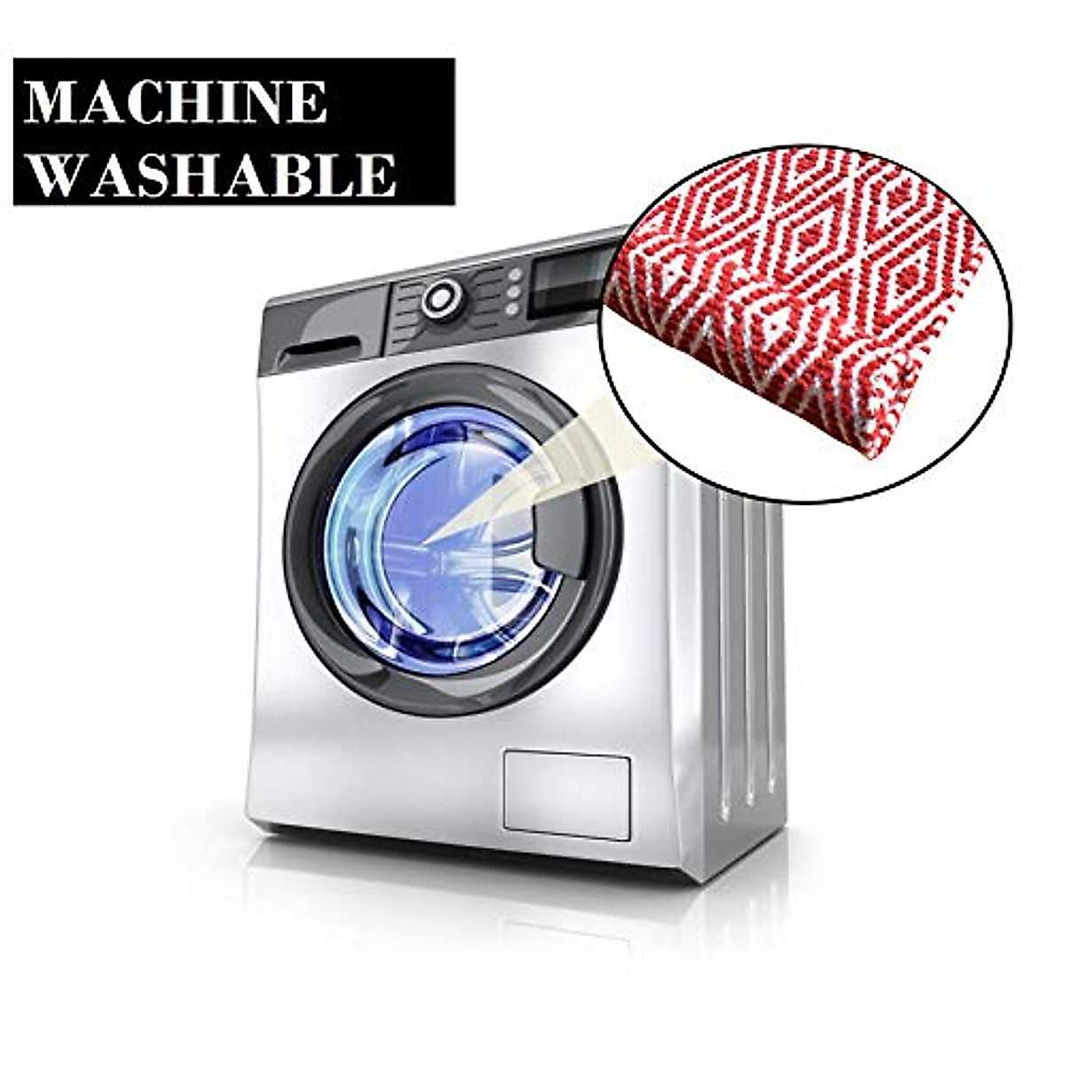 Ramanta Home 100% Cotton Diamond Rug 21x34 Hand Woven Reversible Washable Rug - Red,Farmhouse Bathroom Rugs,Entry Rugs,Rugs for Living Room,Rag Rug,Kitchen Rug Cotton,Machine Washable Rug,Woven Rug