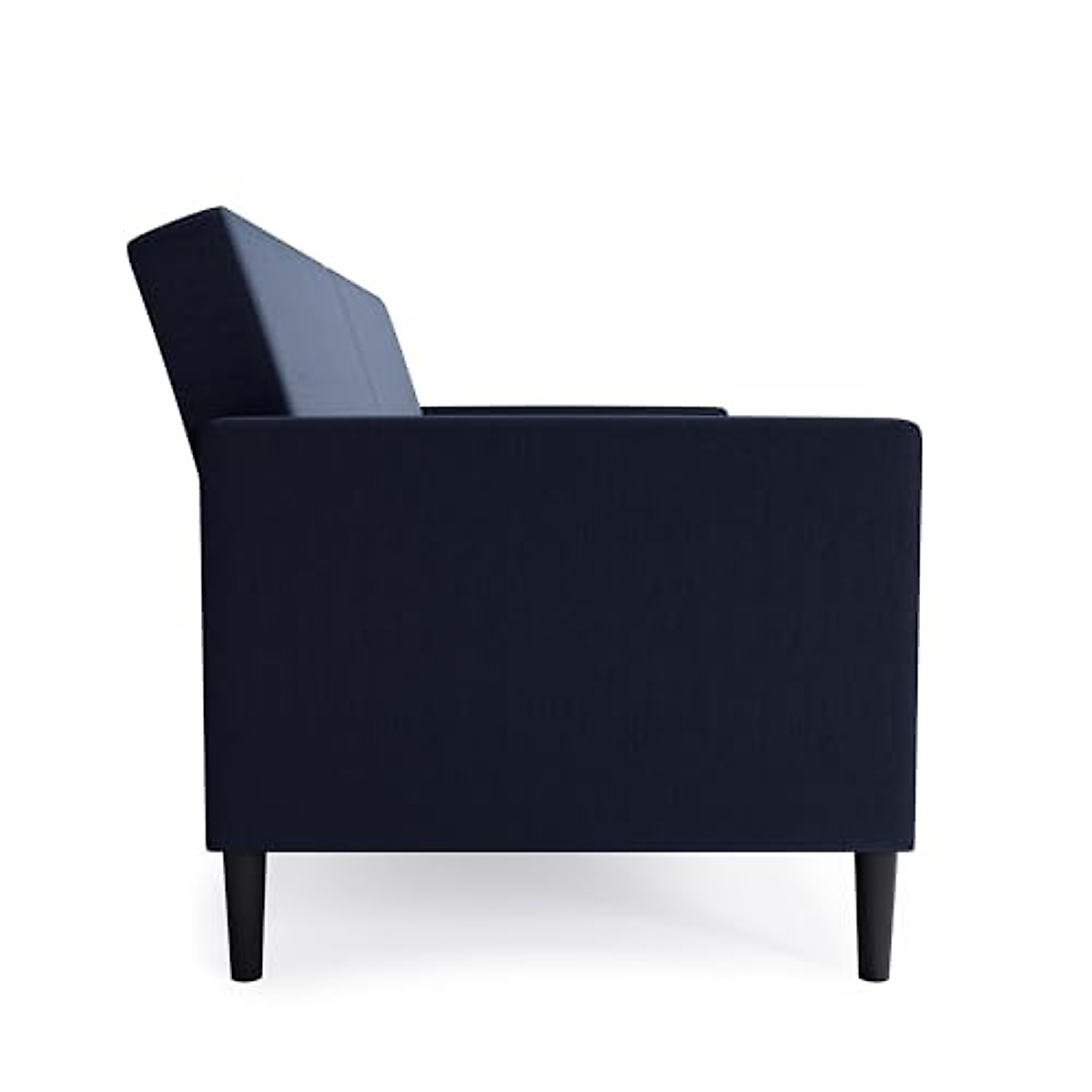 DHP Farnsworth 79 Inch Futon Sofa Bed, Upholstered Couch Sleeper with Tufted Seat, Mid-Century Modern, Navy