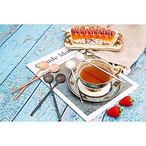 Spoons set 6pcs stainless black spoon, use for coffee mixing, tea, dessert cake ice cream spoon, ice tea, espresso, cocktail mixing spoon, home dinner, set of 6, 6.7-inch