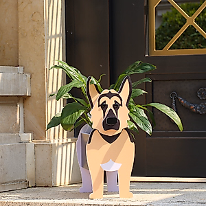 Gochoi German Shepherd Gifts,German Shepherd Dog Planter Plant Pot,Cute Dog Flower Pots for Outdoor Garden Decoration,Birthday Gifts for Women,Office Home Decor Small German Shepherd