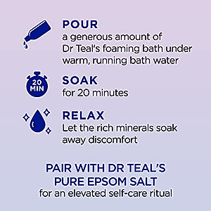 Dr Teal's Foaming Bath with Pure Epsom Salt, Sleep Blend with Melatonin, Lavender & Chamomile Essential Oils, 34 Fl Oz (Pack of 4) (Packaging May Vary)