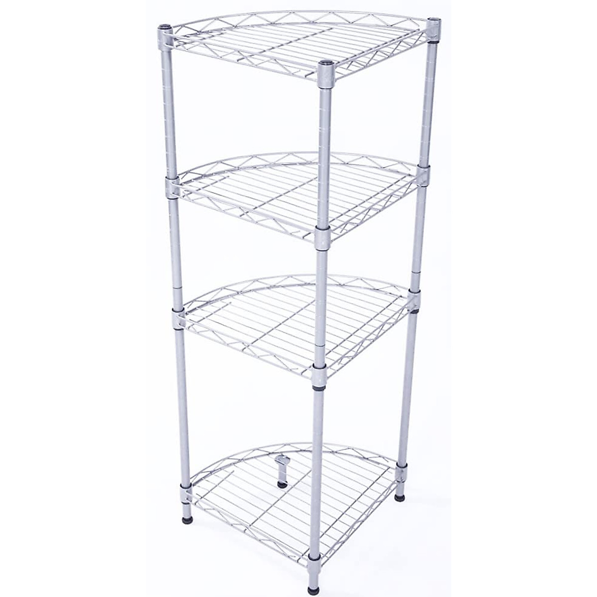 be current 4-Shelf Steel Wire Corner Shelving Unit, Small Shelf Stand, Adjustable 4 Tier Shelf, Metal Storage Shelves Oraginzer Racks for Kitchen, Bathroom, Laundry, Pantry, Closet, Silver Gray