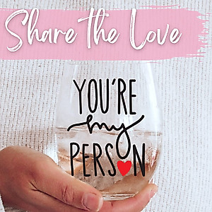 Celebrimo You're My Person 15oz Stemless Wine Glass- Christmas Gifts For Best Friends - Greys Anatomy Wine Glass - Unique I Love You Gifts For Her - BFF For Sister - Your My Person Gifts