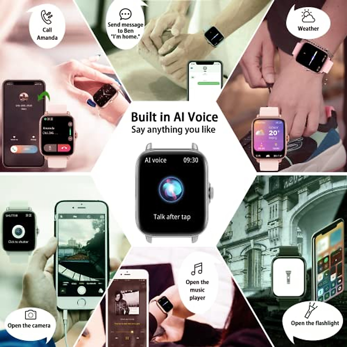 Smart Watch (Answer/Make Call), 1.7" Waterproof Smartwatch 28 Sports Fitness Tracker with Heart Rate Monitor Sleep Tracker SpO2 for Android iPhone Phones, 2022 AI Voice Game GPS Step Counter for Men