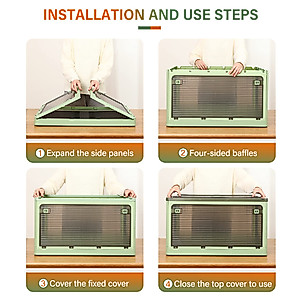 ACPOP Closet Organizers and Storage, 15Gal Collapsible Storage Bins with Lids, Stackable Storage Box, Plastic Foldable Container Trunk Car Organizer for Home, Ofiice, Camping(GREEN, 1Pcs)