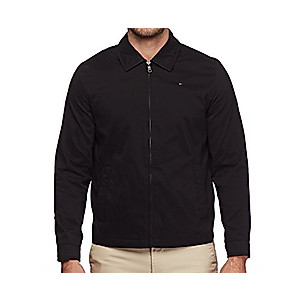 Tommy Hilfiger Men's Lightweight Microtwill Golf Jacket (Standard and Big & Tall), Deep Black, Large
