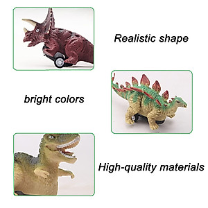 Easter Egg Prefilled with Dinosaur Pull Back Cars Toys, 4 Pcs Jumbo T-Rex Triceratops Dino for Basket Stuffers, Party Favors, Gift Kids Toddlers Boys Girls