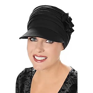 Bamboo Florette Newsboy-Caps for Women with Chemo Cancer Hair Loss Luxury Bamboo - Black