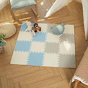 Baby Play Mat Puzzle Exercise PlayMat Foam Flooring Tiles Interlocking Floor Mats for Baby Non-Toxic Soft Waterproof and Thick(0.4" Thickness) Designed for Babies Toddlers Flooring Protector-46”×46”