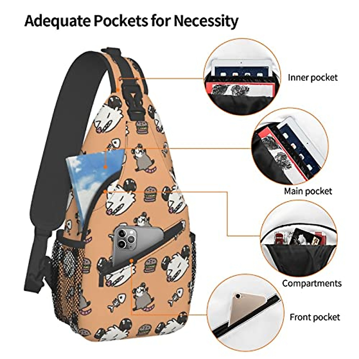 Opossum Pattern Outdoor Hiking Backpack :>> Suitable For Men And Women Riding Strong And Sturdy High Storage Capacity Daily Travel