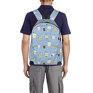 TGUBJGV Happy Boba Bubble Tea Print Backpack Lightweight School College Bookbag Casual Travel Daypack One Size