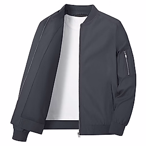 KEFITEVD Men's Windproof Bomber Jackets Varsity Jacket Men Classic Fit Bomber Jackets Men Military Windbreakers Work Jackets for Men