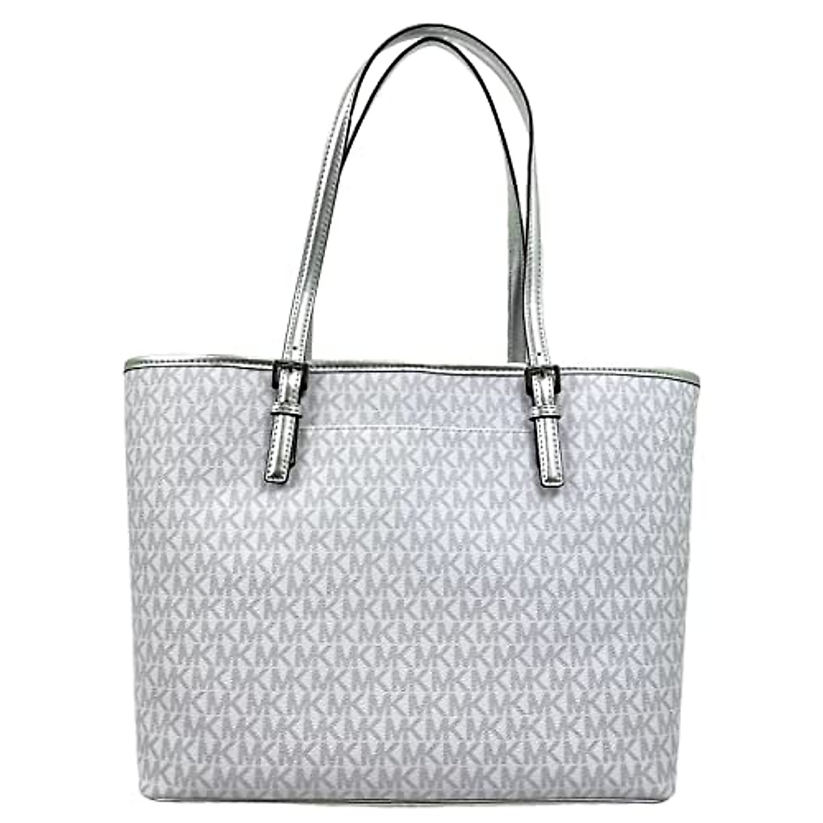 Michael Kors MK Jet Set Girls JST Medium Signature Carry all Tote Logo Bag (Bright White multi)