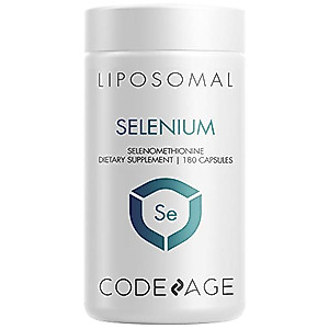 Codeage Selenium 200 mcg Supplement, 6-Month Supply, Immune Support, Mineral Cofactor Selenomethionine, Phospholipids, Vegan, Liposomal Delivery, 180 Capsules
