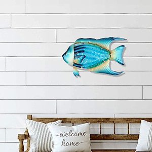 Maansfy Metal Fish Wall Decor Bathroom Garden Art Hanging Glass Decoration for Patio…