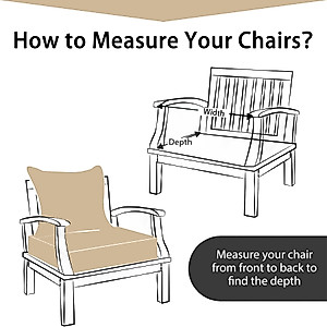 COZYVIDA Indoor/Outdoor Deep Seat Patio Cushions seat(24x24x5.1 inch),Back(25x22.5 inch) : Resilient Foam Filling, Weather Resistant Patio Cushions,2 Sets,Beige