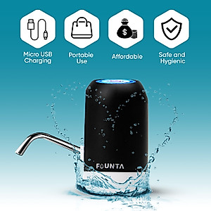 Founta Life Water Dispenser for 5 Gallon Bottle - Portable Automatic Electric Water Pump for 5 Gallon Jug - Great Gift Idea Rechargeable Water Jug Dispenser for Home, Office, Dorm and Outdoors