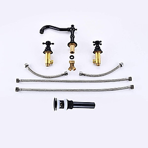 Matte Black Wall Mounted Bathroom Rainfall Shower Faucet System Set Mixer 8’’ Head 2 Cross Handles Victorian Widespread Deck Mounted Three Holes Double Handles Bathroom Sink Faucet