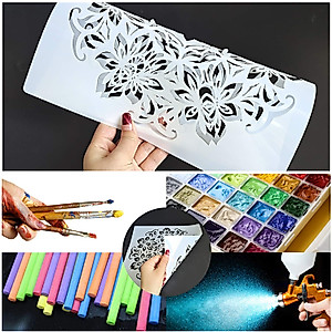 9 Pack (12x12 Inch) Large Reusable Stencil Mandala Stencil Laser Cut Painting Template for Floor Wall Tile Fabric Furniture Stencils Painting