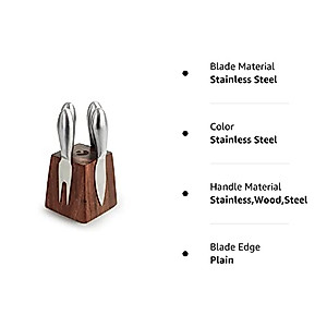 Slice of Goodness Original Cheese Knife Set - 4 Small Stainless Steel Charcuterie Board Utensils with Magnetic Acacia Wood Holder - Modern Cheese Knives