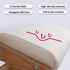 Ergonomic Kneeling Chair Birch Computer Stool Relax Your Knees with Sponge Cushion, Easy to Assemble Improve Sitting Posture for Home Office (Wood)