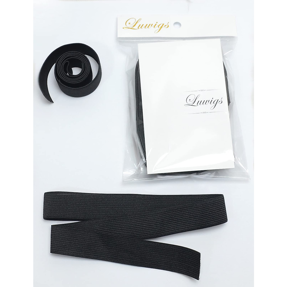 Luwigs Black Elastic Bands Wig Accessories for Making Wigs/Lace Frontal/Lace Closure 2.5cm Width 6pcs (Elastic Band, 6pcs)