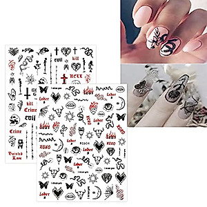 JMEOWIO 8 Sheets Halloween Goth Nail Art Stickers Decals Self-Adhesive Pegatinas Uñas Snake Horror Nail Supplies Nail Art Design Decoration Accessories