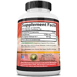 D-Mannose 1,300 mg with Cranberry Extract Fast-Acting, Flush Impurities, Natural Urinary Tract Health- 100 Veggie Capsules