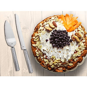 Fashioncraft 2558 Celebrity Bling Silver Cake Server Set with Rhinestone Rows - Wedding Cake Knife and Server Set, Cake Knife Set