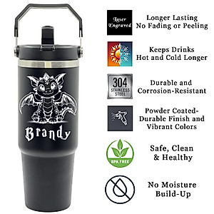 Kozey Personalized 30oz Tumbler, Spout Lid with large handle, Leak Proof, Laser engraved custom tumbler gifts,Tumbler accessories,Back to School,For Gym,School and Travel, K30SL