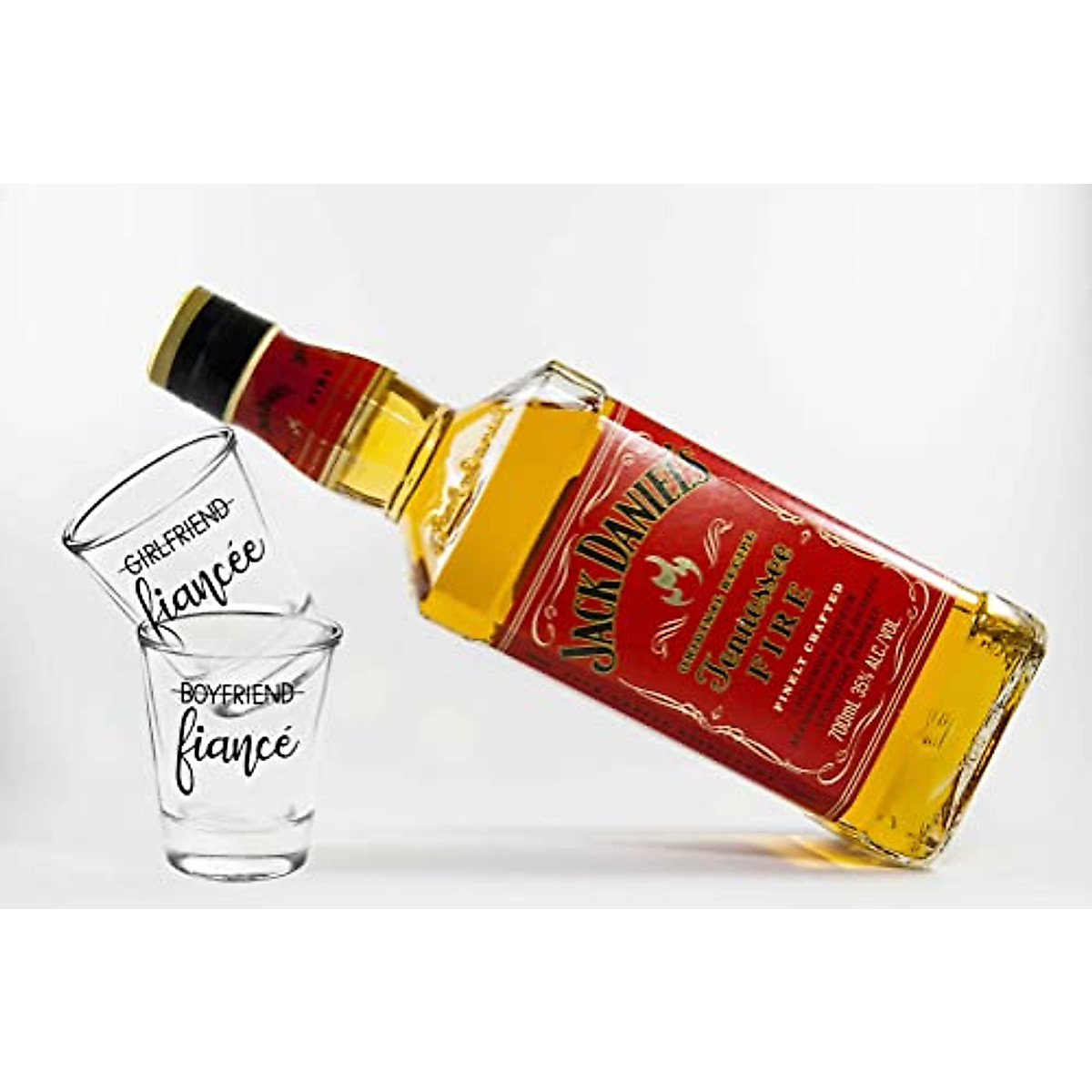 Boyfriend and Girlfriend Shot Glasses Gift Set Engagement Gifts for Couples - Fiance Fiancee Classic Shot Glasses Gift for Him and Her - His and Hers Shot Glasses For Mr and Mrs Bride and Groom-1.5oz