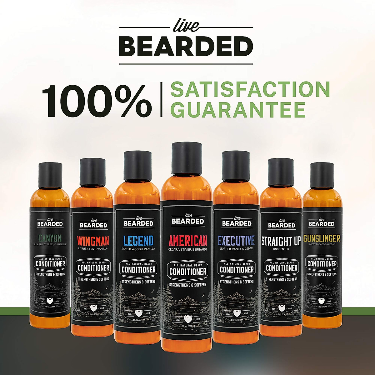 Live Bearded Beard Conditioner, 8 fl oz - Strengthens and Softens Facial Hair - Made in the USA - All-Natural Ingredients with Biotin, Caffeine | Legend Scent - Sandalwood, Vanilla