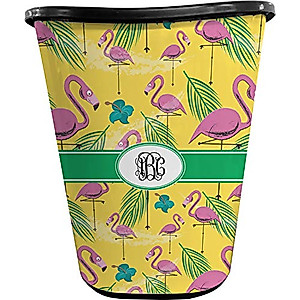 RNK Shops Pink Flamingo Waste Basket - Single Sided (Black) (Personalized)