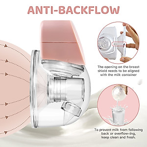 Kompoll Wearable Breast Pump Portable Electric Hands-Free Breast Pump with 2 Mode & 5 Levels, Wireless Worn in-Bra Painless Breastfeeding, Pink