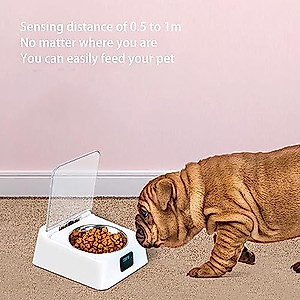 Zerodis Automatic Cat Feeder Pet Smart Feeder Induction Cat Food Dispenser Lid Opening Rechargeable Dog Cat Feeding Bowl for Small Medium Pet 350ml Pet Dry Food