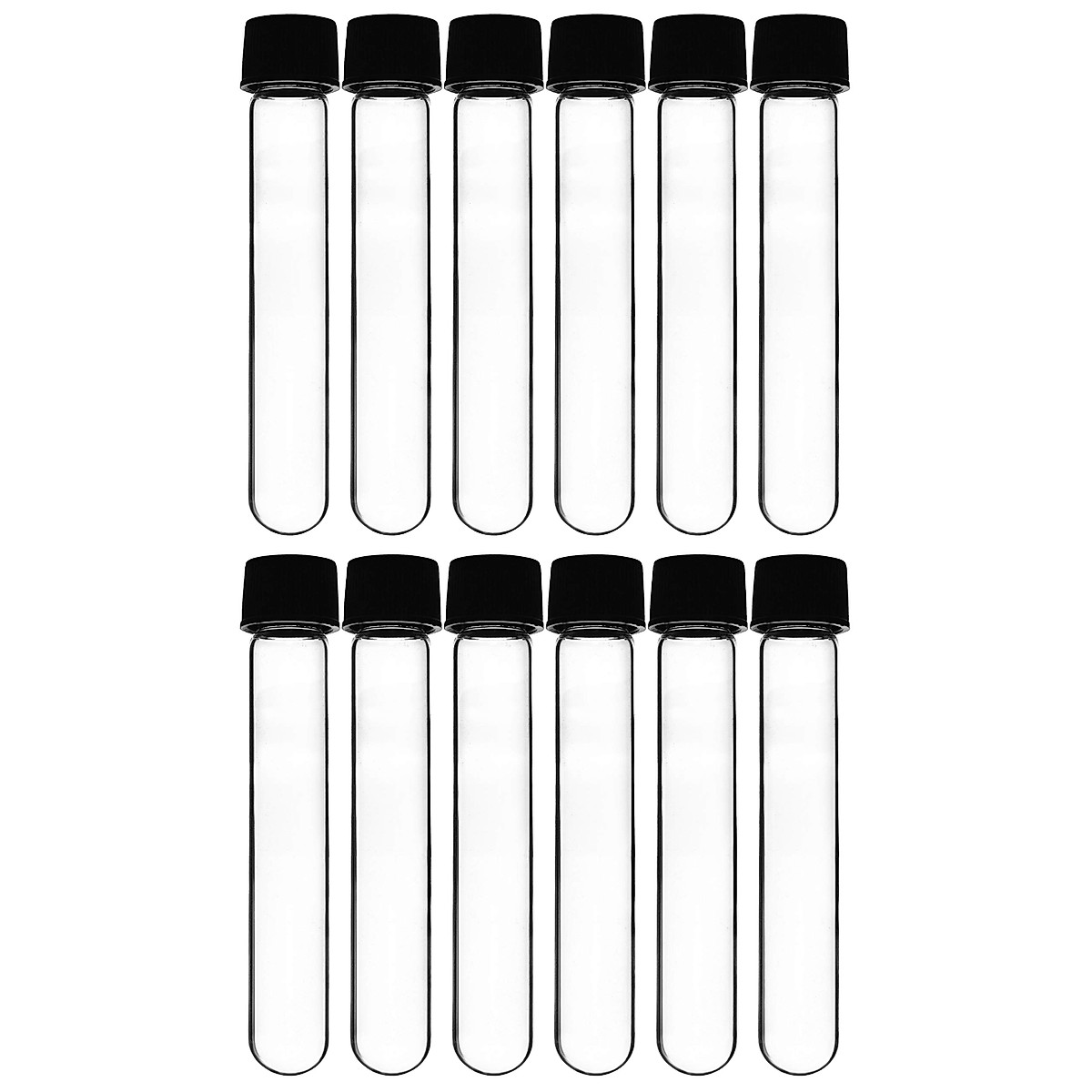 EISCO 12PK Test Tubes, 30ml - Bakelite Screw Cap with Rubber Liner - Borosilicate 3.3 Glass - 3.9" x 1" - Round Bottom - Leak Proof