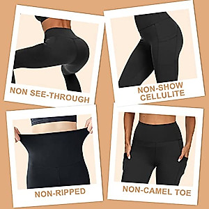 GAYHAY 3 Pack Leggings with Pockets for Women - High Waisted Tummy Control Buttery Soft Workout Gym Yoga Pants Black/Black/Black