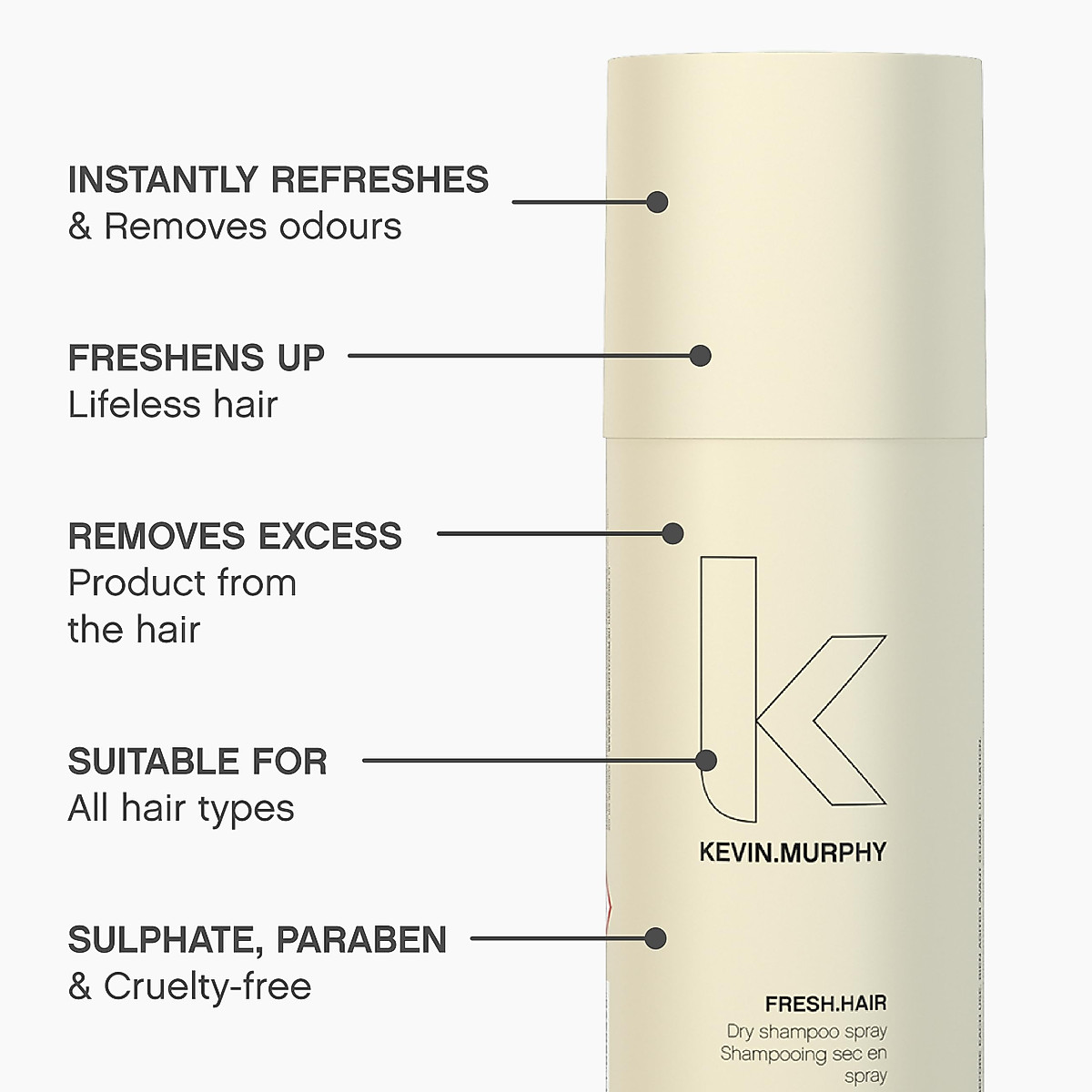 KEVIN.MURPHY FRESH.HAIR - Dry Shampoo Spray - For All Hair Types - Dry Shampoo for Fresh Hair - Sulphate-Free Dry Shampoo - Hair Care - 100 mL / 3.4 oz