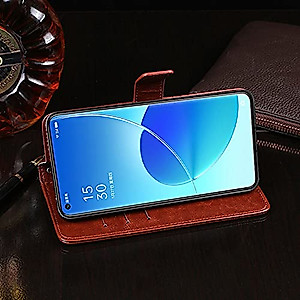 TienJueShi Blue Book Stand Retro Flip Leather Protector Phone TPU Silicone Case for Oppo Reno 6 Pro 5G 6.55 inch Gel Cover Etui Wallet