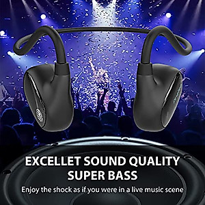 Bone Conduction Headphones, Open Ear Headphones, Bluetooth Wireless Earbuds for Running with Hi-Fi Stereo Sound Noise Cancelling Mic, Waterproof Headset for Marathon Skateboarding Cycling