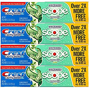 Crest Whitening Plus Scope Toothpaste Minty Fresh Striped 2.70 oz (Pack of 4)