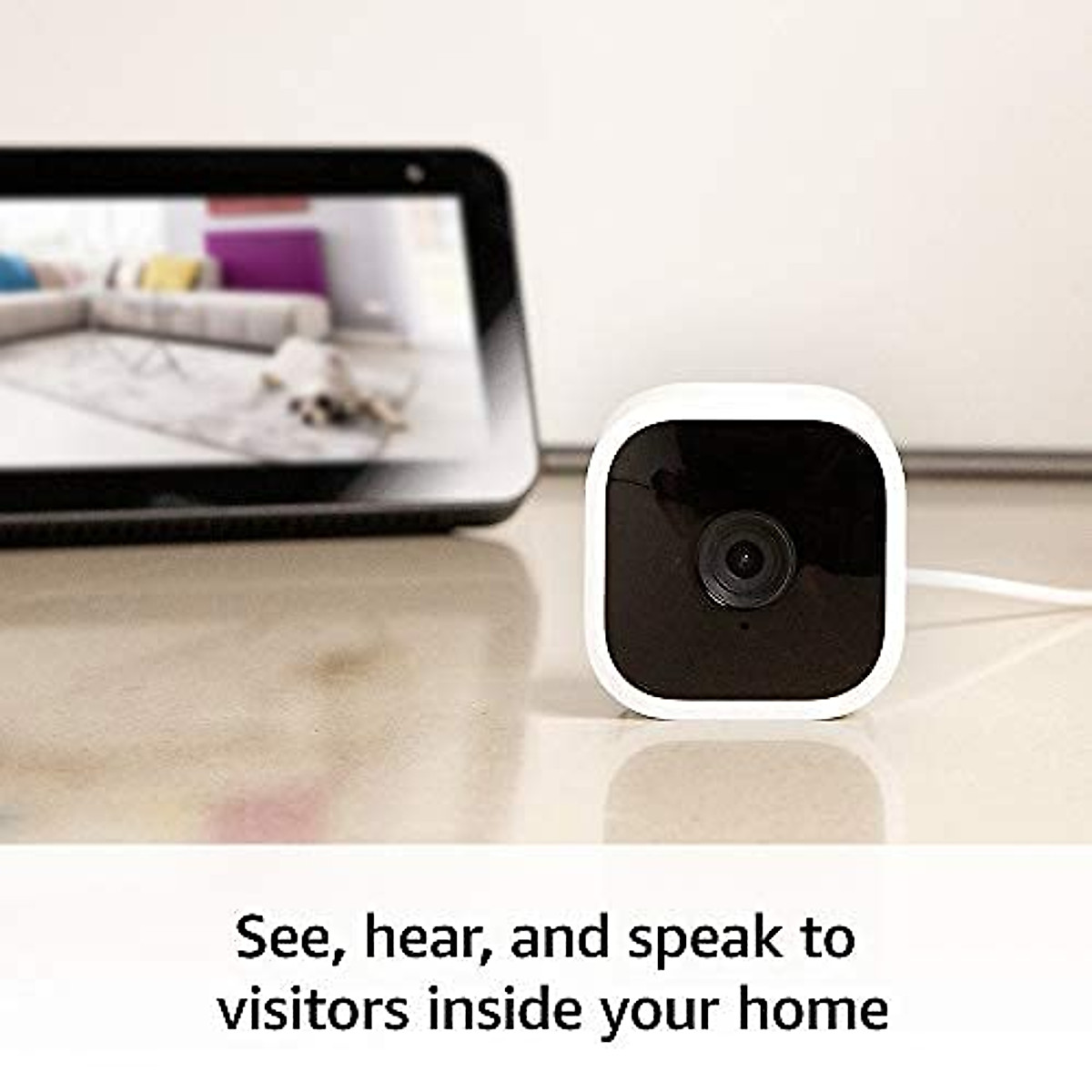 Blink Mini - Compact indoor plug-in smart security camera, 1080p HD video, night vision, motion detection, two-way audio, easy set up, Works with Alexa – 3 cameras (White)