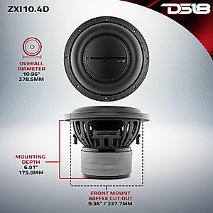 DS18 ZXI10.4D 10 Inches High Excursion Car Audio Subwoofer 1600W Watts Dual Voice Coil 4-Ohm 4 Magnets (1 Speaker)